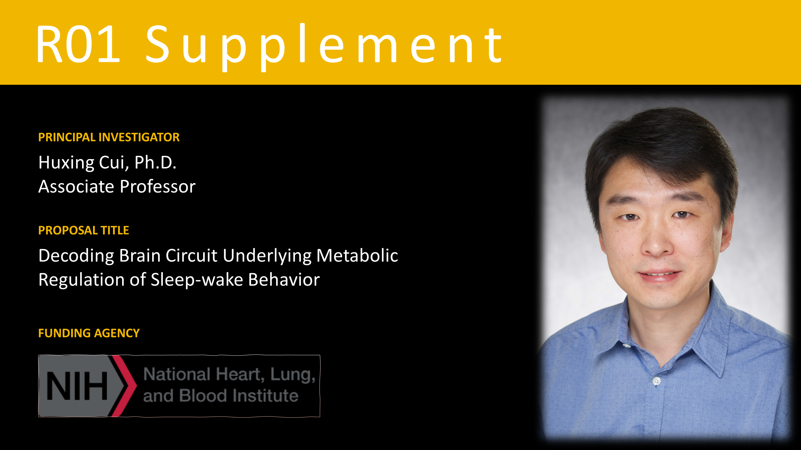 Congratulations to Dr. Huxing Cui on receiving NIH National Heart, Lung, and Blood Institute R01 ...